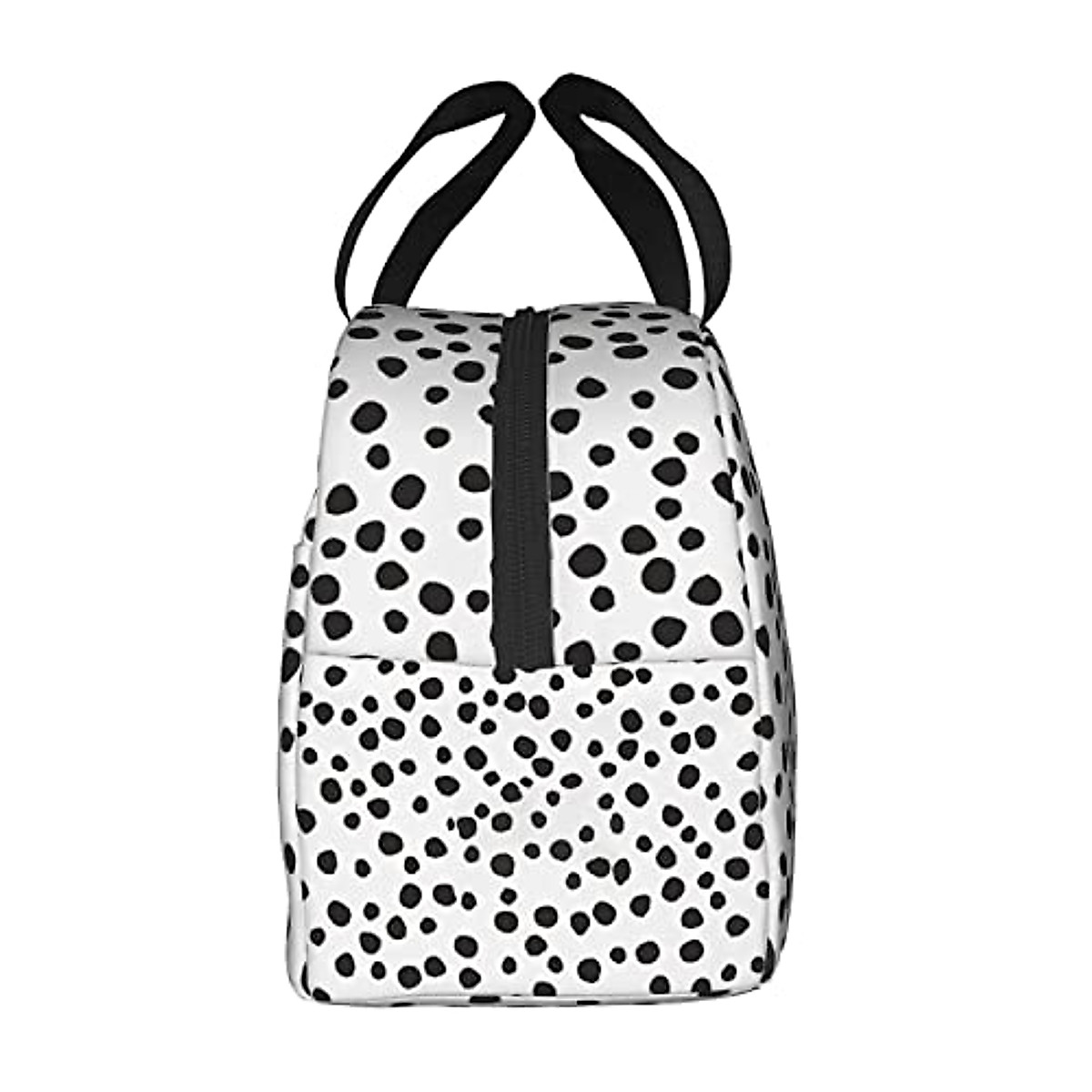 Algranben Polka Black Dots Lunch Bags for Teens Boys Girls Men Women, Reusable Aesthetics Lunch Box Containers Insulated Cooler Tote Bag