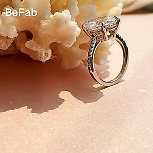 BeFab 925 Sterling Silver 14x10mm 5.81 Ct Oval Solitaire Engagement Ring Large Oval-cut Cz Cocktail Ring (7)