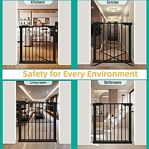 Fairy Baby Narrow Baby Gate for Doorway Stair 22.8"-25.5" Wide Pressure Mounted Pet Gate Walk Thru Child Safety Gate Black