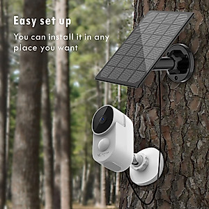 Solar Panels for DC 5V Outdoor Rechargeable Battery Camera, Solar Panel for Security Camera, Solar USB Charger with Micro USB & USB-C Port, 9.8ft Cable, Adjustable Wall Mount, IP65 Waterproof, 2 Pack