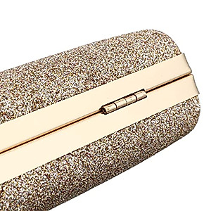 EROUGE Leather Sparkling Evening Clutch Purse Women Designer Handbag for Wedding Party (Rose gold color)