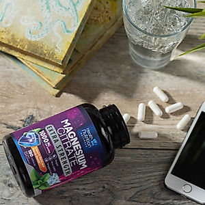 Magnesium Citrate Capsules 1000mg - Max Absorption Magnesium Powder for Muscle, Nerve, Bone and Heart Health Support, High Absorption Citrate Complex, Gluten Free, Non-GMO - 180 Capsules