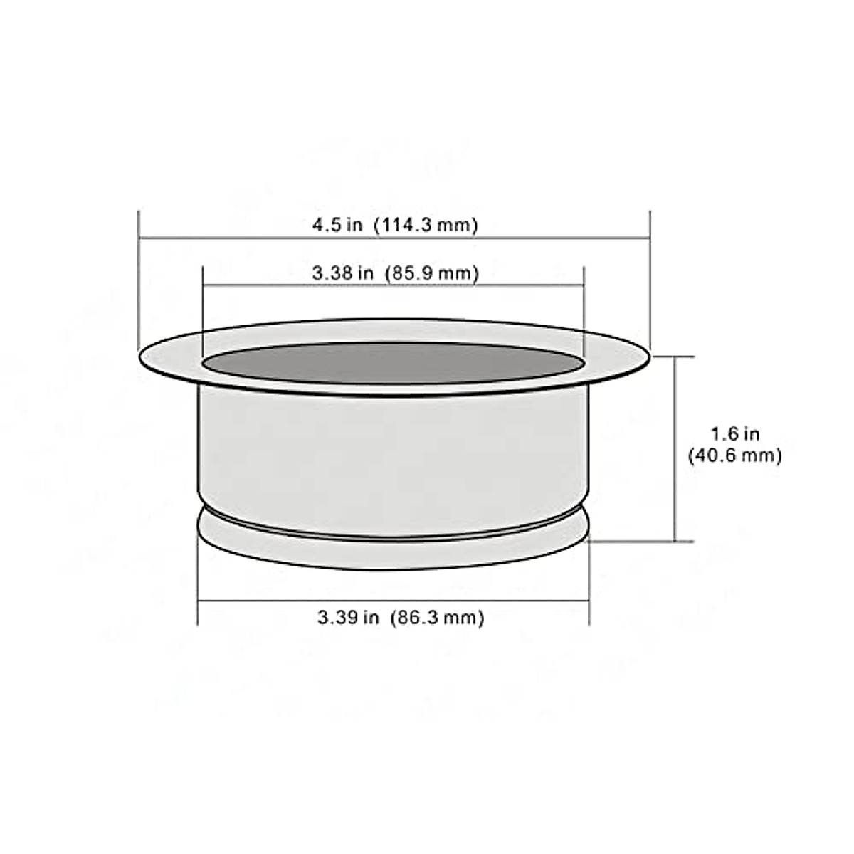 GZILA Garbage Disposal Flange Black, Universal Garbage Disposal Flange Replacement for 3-1/2 Inch Standard Sink Drain Opening SUS304 Stainless Steel