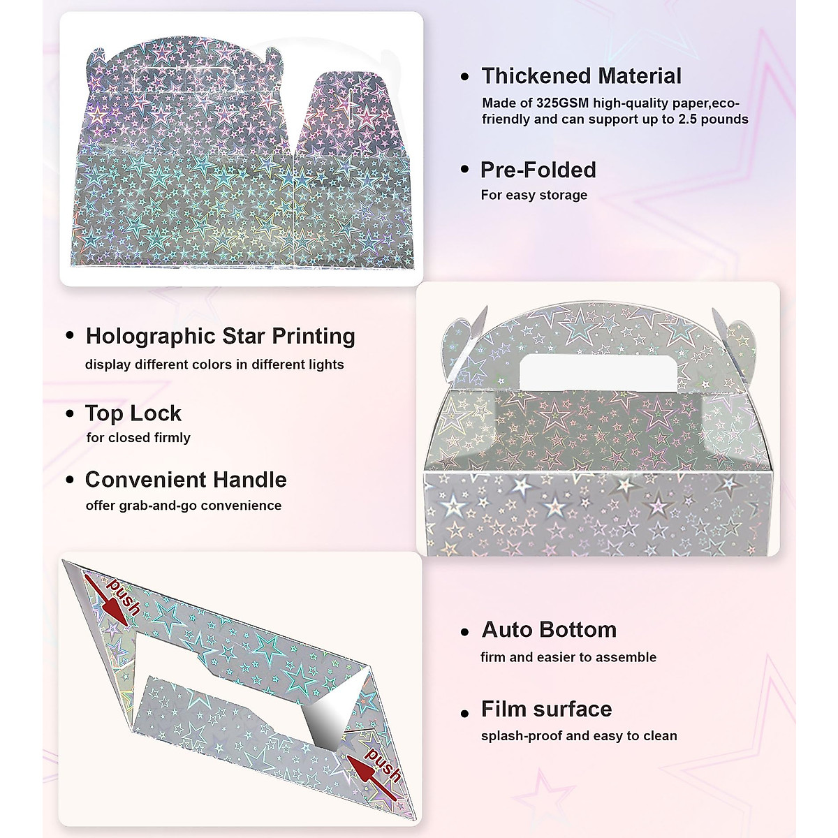 Naleyber Rainbow Party Favor Treat Boxes 16pcs Thickened Paper Gift Gable Box, Candy Snack Goodie Bag for Birthdays, Wedding, Holidays, Vivid Colored