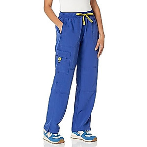 WonderWink Sporty Cargo Scrub Pant, Navy, LG, Blue