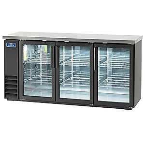 Arctic Air ABB72G 73-Inch Glass 3-Door Commercial Back Bar Refrigerator, 20.7 Cubic Feet and 84 6-Packs Capacity, 115v