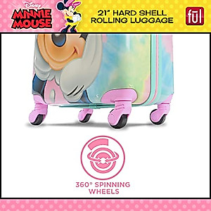 FUL Disney Minnie Mouse 21 Inch Kids Rolling Luggage, Tie Dye Hardshell Carry On Suitcase with Wheels, Multi (FCGL0030SAMEC-634)