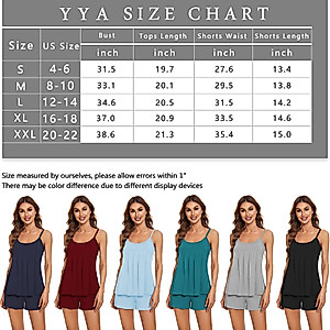 YYA Women Cami Pajamas Short PJ Set Sexy Sleeveless Nightwear Sleepwear Steel Blue XL