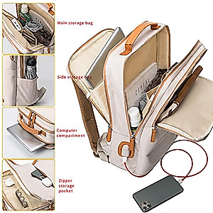 NOBLEMAN Backpack For man and women, Travel Bag Business Computer Backpacks Laptop Backpack, Waterproof School Backpack, Daypack, USB (Beige plus) with Organizer case bag