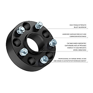 1.5 in StanceMagic Hubcentric 5x4.5 Wheel Spacers (70.5mm Bore, 1/2x20 Studs) Compatible with Ford Mustang Edge Crown Victoria Ranger Explorer, Lincoln Town Car Mark 7-Black 5x114.3 Adapters, 2 Pack