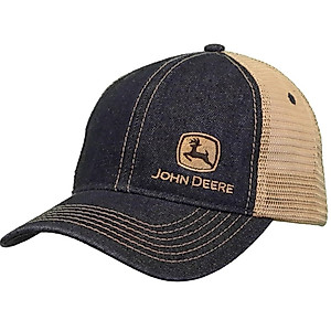 John Deere 6 Panel Cap Denim & Mesh, Unstruct-Khaki-Os
