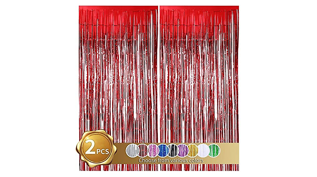 BEISHIDA Red Foil Fringe Curtains for Stunning Party Decor