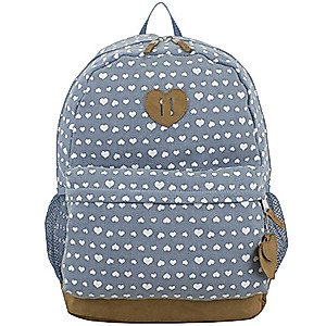 Eastsport Lightweight Stylish Daypack - Denim/Heart Print