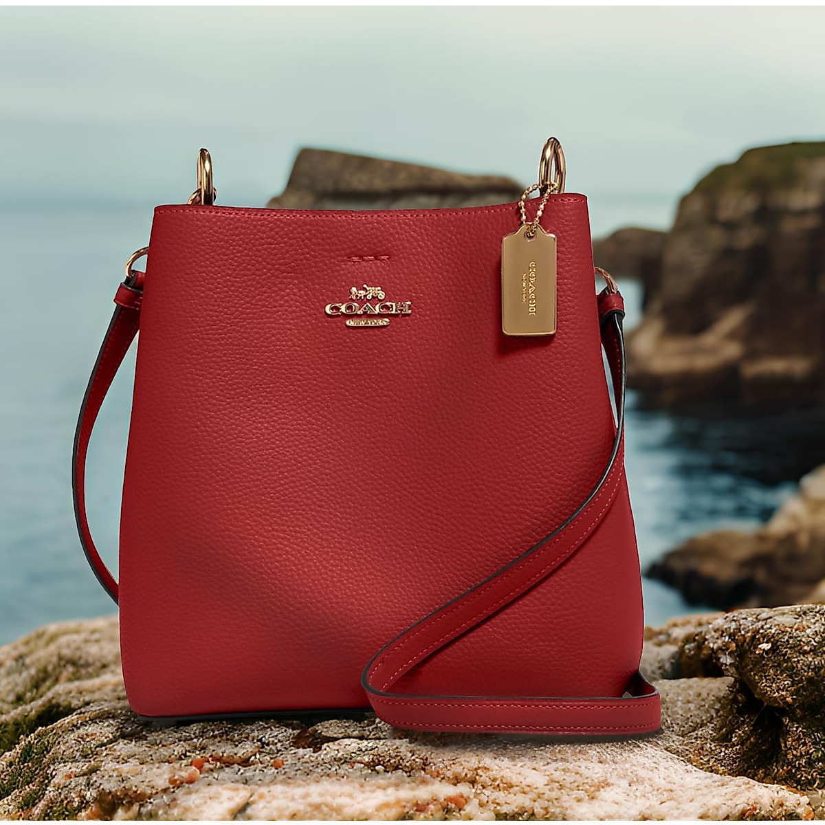 COACH Small Town Bucket, Red Oxblood