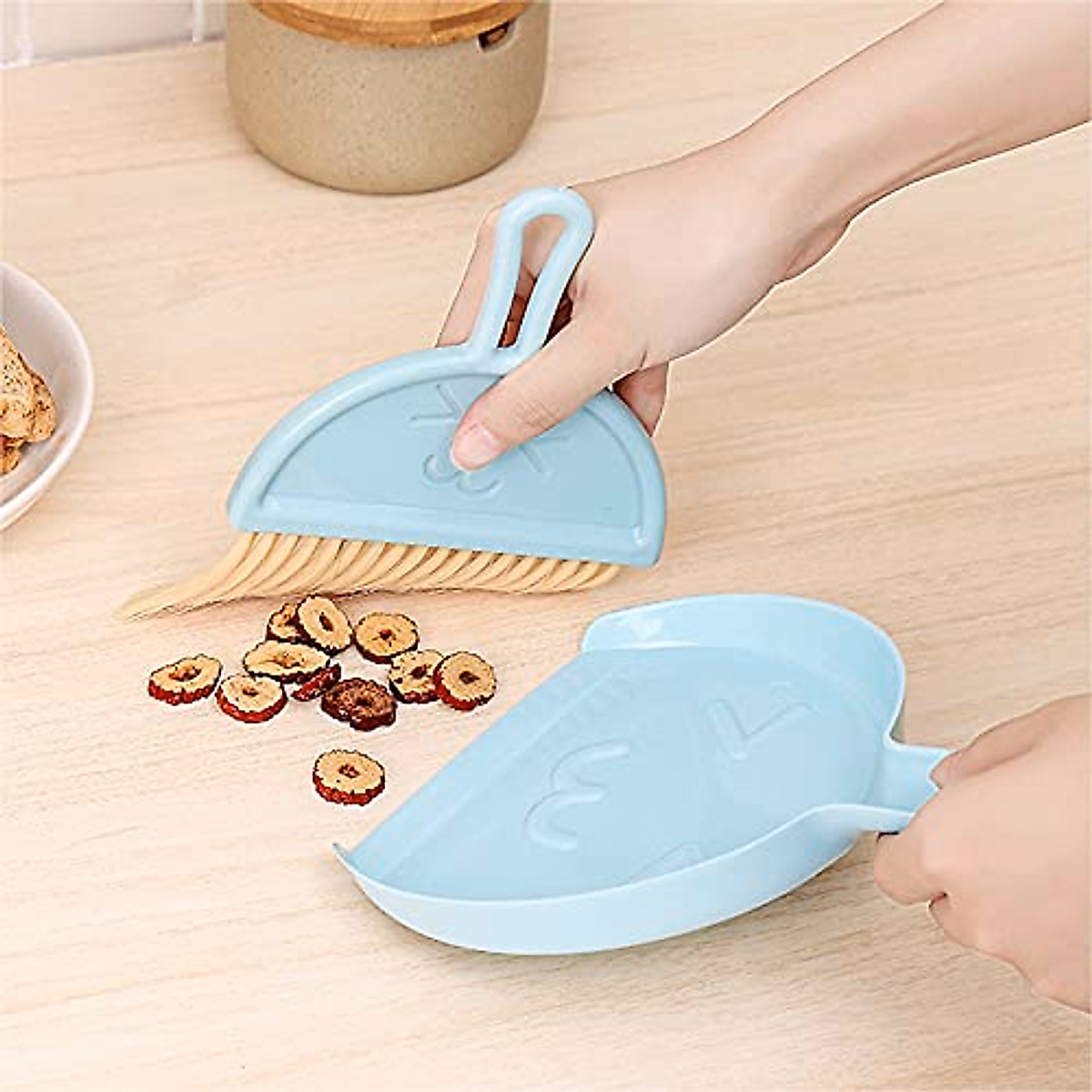 3PCS Small Broom and Dustpan Set for Home Mini Dust Pans with Brush Set Hand Dustpan and Brush Set Kids Dust Pan and Broom/Dustpan Combo Set Hangable Whisk Broom for Table,Countertop,Sofa,Key Board