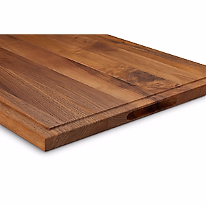 TeakCraft Large Walnut Cutting Board with Juice Grove, Chopping Board for Meat, Knife Friendly, Reversible, The Petra (20x15x1inch)