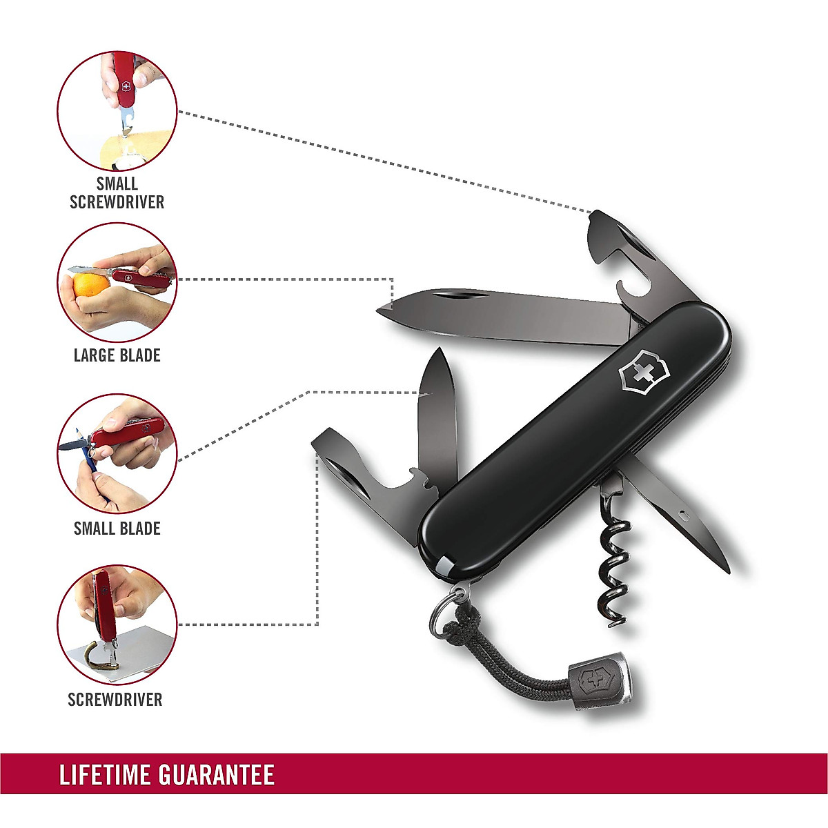 Victorinox Swiss Army Spartan Pocket Knife, PS Black, 91mm