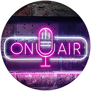 ADVPRO On Air Speaker Studio Dual Color LED Neon Sign White & Purple 12" x 8.5" st6s32-i3568-wp