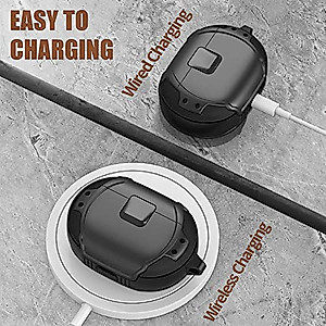 Case for Beats Studio Buds (2021) / Beats Studio Buds+ (2023), Filoto Secure Lock Hard Shockproof Protective Earbuds Case Cover Accessories with Keychain for Men Women(Black)