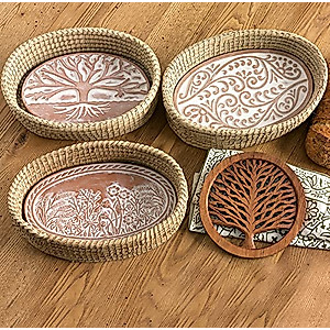 Better World Bio Bread Basket with Terracotta Warmer, Bread Basket, Bread Basket for Serving, Sized 12.5" w x 8.5" d x 3.5" h
