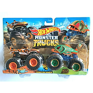 DieCast Hot Wheels Monster Trucks Demolition Doubles 1:64 Scale [Tiger Shark vs Piran-ahhhh]