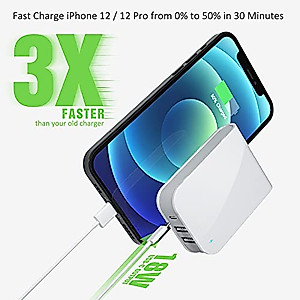 Nekmit USB C Charger, Fast Thin Flat 30W 3-Port Wall Charger with 18W Power Delivery and 2 USB Ports for iPhone 14/14 Pro/14 Pro Max, Galaxy, iPad Pro, AirPods Pro and More
