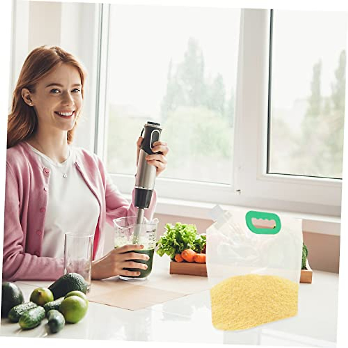 Cabilock 30 Pcs Transparent Grain Bag Food Storage Bags Rice Grain Sealed Bags Kitchen Storage Canister Stand up Grain Seal Bag Rice Cereal Clear Nozzle Bags Tea Bag Dry Food Household