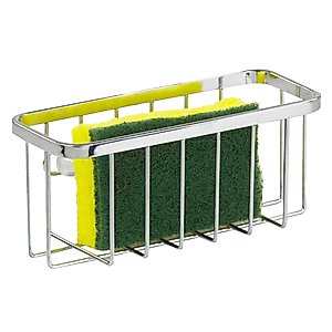 Home Basics SH41080 Kitchen Sink Suction Holder for Sponges, Scrubbers, and Soap, Chrome