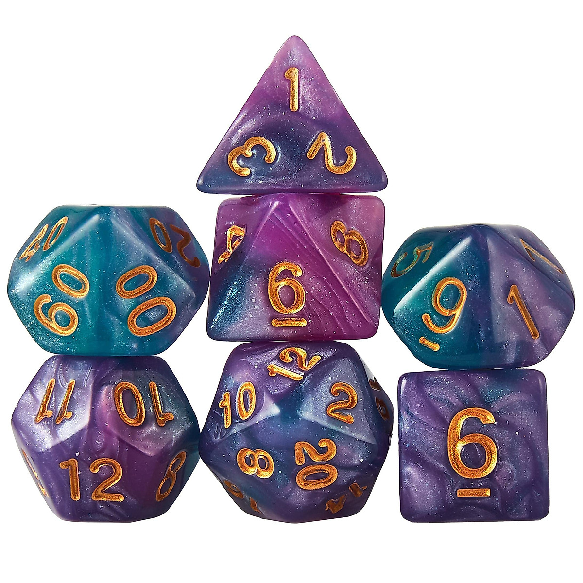 Brybelly Glitter Bomb of Polyhedral Dice, 25 Pc Variety Pack - 5 Sets of Sparkle Bulk RPG Tabletop Game Pieces & Accessories in Bulk - TTRPG Essential Starter Kit and Extra DND Items for Gaming