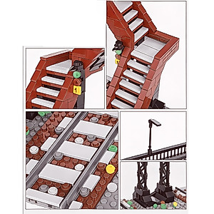 General Jim's Red Railway Crossing Modular Building Block Bricks Set, Contains 655 Brick Pieces, Base Plates Included, for Adults, Teens and Train Enthusiast