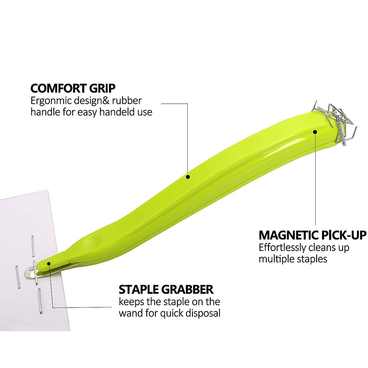 Professional Magnetic Staple Remover Puller Staple Puller Tool Staples Remover Staple Removal Tool for School Office Home (Orange, Rose, Green)