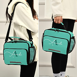 Custom Teal Insulated Lunch Bag with Adjustable Shoulder Strap Lunch Box for Students Women Light Weight Tote Lunch bag for Work Picnic School