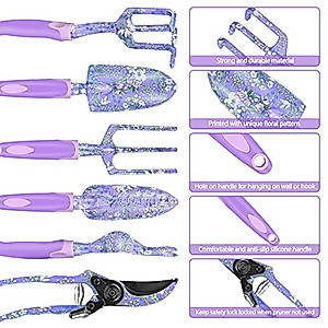 EAONE 43Pcs Garden Tools Set with Basket, Floral Gardening Hand Tools, Gardening Gifts for Women and Plant Lovers, Heavy Duty Tools Kit Including Gardener Gloves, Trowel, Weeder Hand Rake and Pruner