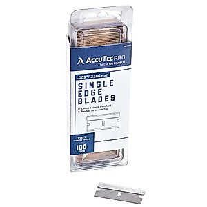 AccuTec Pro Single Edge Aluminum Backed Razor Utility Blades - 100-Pack - .009" Made of High Carbon Steel for Extra Durability and Long Life - APBL-7000