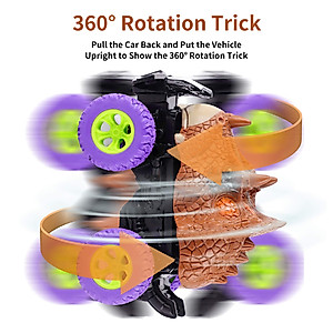 FiGoal 2 Pack Dinosaur Cars with Toy Gun Ejecting Friction Powered Dino Car Transforming Dinosaur Toys Car Gifts for Boys Girls Teacher Classroom Prize