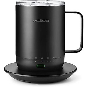 VSITOO Temperature Control Smart Mug 2 - Keep Your Coffee Hot All Day, Self Heating Coffee Mug with Lid, 14 oz, 90 Min Battery Life - App & Manual Controlled Heated Coffee Mug - Gift for Coffee Lovers