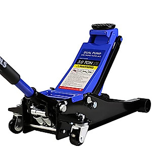 Henf Hydraulic Trolley Floor Jack, Heavy Duty 3 Ton (6600 lb Capacity) Floor Jack, Low Profile Hydraulic Jack with Dual Pistons Quick Lift Pump, Lifting Range 3.3"-18.5"