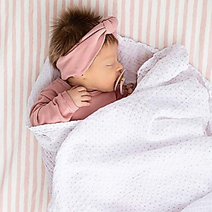 Ely's & Co. Patent Pending Waterproof Crib Sheet | Toddler Sheet no Need for Crib Mattress Pad Cover or Protector I Mauve Pink Splash and Stripes