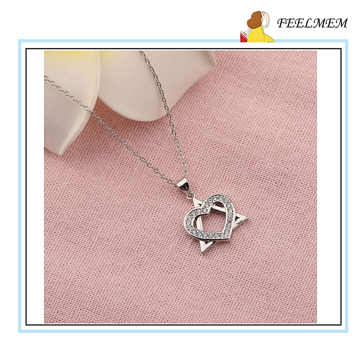 FEELMEM Adoption Jewelry Intertwined Heart and Triangle Adoption Symbol Charm Necklace Gotcha Day Adoption Gift