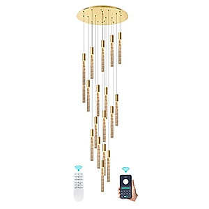 H118 18-Light Modern Chandelier LED Dimmable Light Crystal Pendant Lights Fixtures Crystal Chandeliers Flush Mounted Ceiling Light Raindrop Crystal Bubble Lights Living Room Remote Foyer Lights