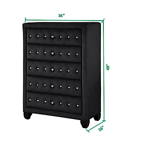 Galaxy Home Furnishings Sophia Crystal Tufted Chest Finished with Velvet Fabric/Wood in Black