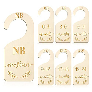 LUTER 7pcs Baby Closet Dividers, Wooden Cute Nursery Hanger Dividers Baby Wardrobe Dividers from Newborn to 24 Months Baby Clothes Organizer Easily Organize Your Baby's Room (Style 2)