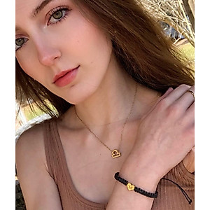 Dainty 18K Gold Initial A Letter Heart Charm Bracelets for Women Handmade Rope Braided Adjustable Jewelry Personalized Birthday Gifts for Mom Daughter Best Friend Sister Wife Aunt