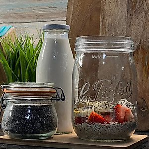 Le Parfait Bottles French Glass Milk Bottle with 48mm Printed Logo Airtight Metal Twist Cap | Used for Smoothie, Water Bottle, Preserved Tomato Sauce & other Soups | 16oz (Pack of 6) 500ml