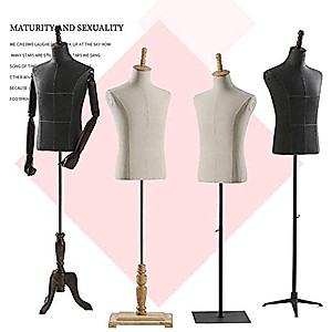 Tailors Dummy Mannequins Adjustable Metal Male Mannequin Torso Body Busts with Black Stand Manikin Model Dummy for Clothing Display Dressform Mannequin