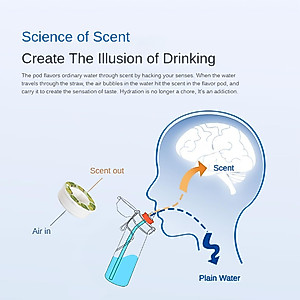 Yokacor Sports Air Water Bottle With 10 Flavor Pods Set, 25oz Alr Water Up Bottles With Straw 0 Sugar Fruit Fragrance Cup, Leakproof, Suitable For School, Outdoor, Gym(20 Flavors pod)