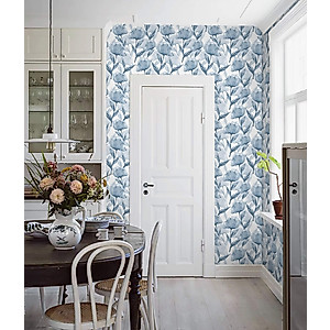 Heroad Brand Boho Floral Peel and Stick Wallpaper Blue and White Flowers Contact Paper for Cabinets Waterproof Contact Paper Removable Self Adhesive Drawer Liner Decoration Paper for Walls 17.3"x78.7"