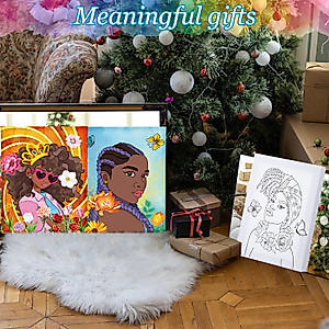 12 Pcs Pre Drawn Outline Canvas 10 x 8 Inch, Pre Drawn Stretched Canvas Painting Boards for Painting Art Party Favor for Adult Student Kids DIY Painting (African Queen)