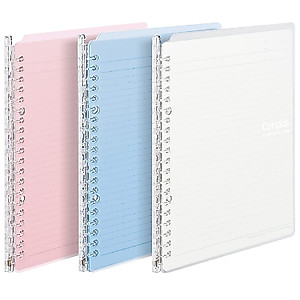 Kokuyo Campus Smart Ring Binders 3 Pack, A5 Light Colors Binder Notebooks, Up to 25 Sheets 20 Holes Slim Binder Folder with 10 Campus Sarasara Loose-leaf Paper Each for Study and Journal, Japan Import