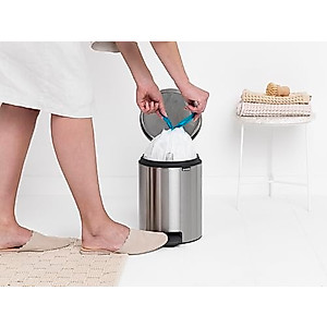 Brabantia New Icon Step Trash Can (1.3 Gal/Matt Steel FPP) Soft Closing Kitchen Garbage/Recycling Can with Removable Bucket